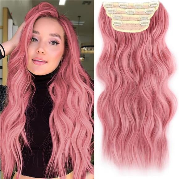 Hair | Synthetic Clip In Hair Extensions Pink | Poshmark